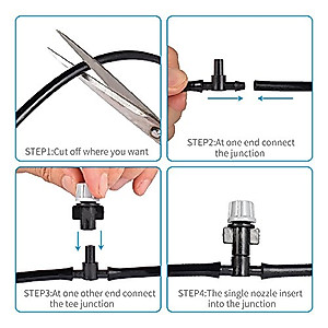 Kadaon 10m Home Garden Patio Misting Micro Flow Drip Irrigation Misting Cooling System with 10pcs Plastic Mist Nozzle Sprinkler for Plant Flower