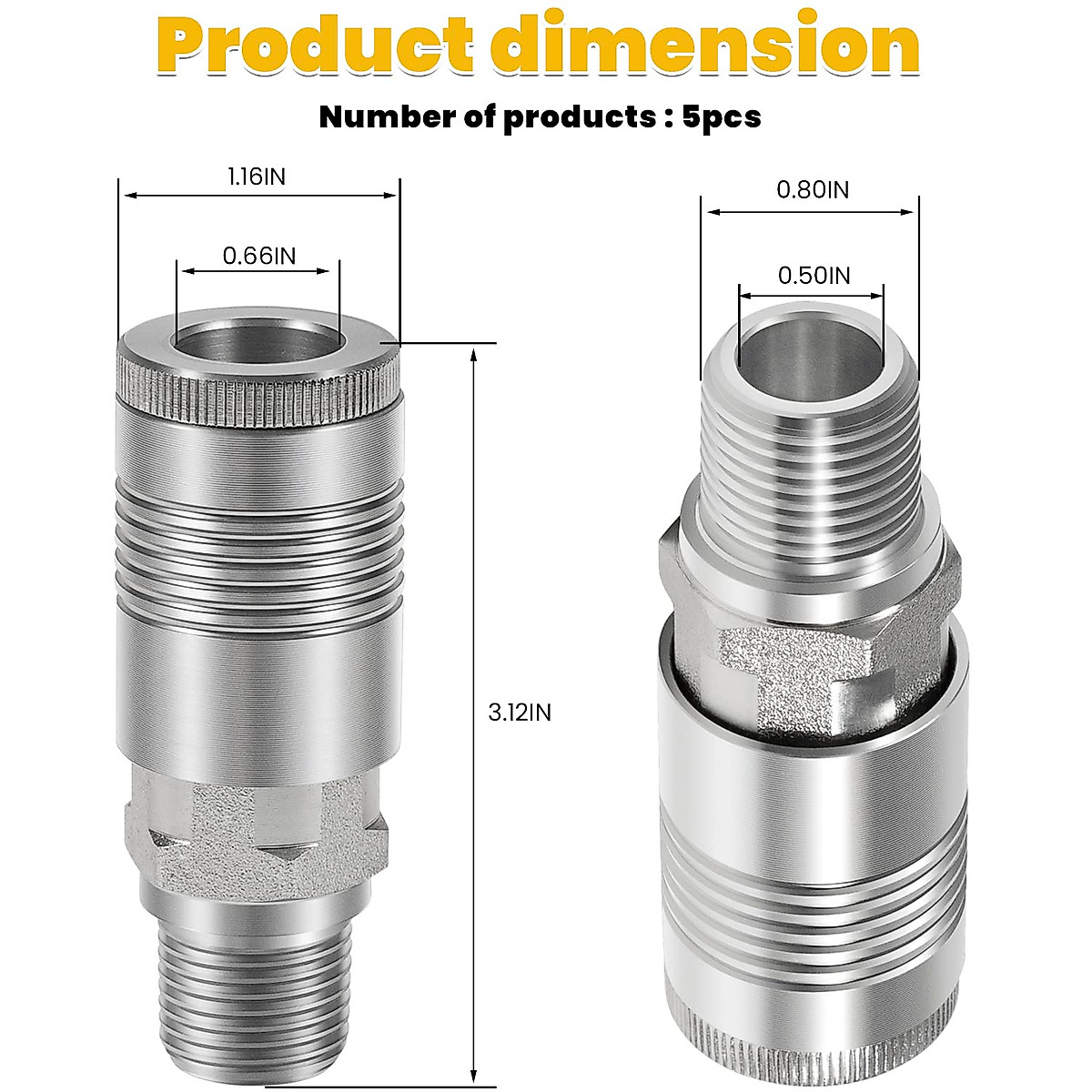 S-1816 1/2" Male Body G Style Coupler Air Fittings Air Plug Coupler (5pcs)