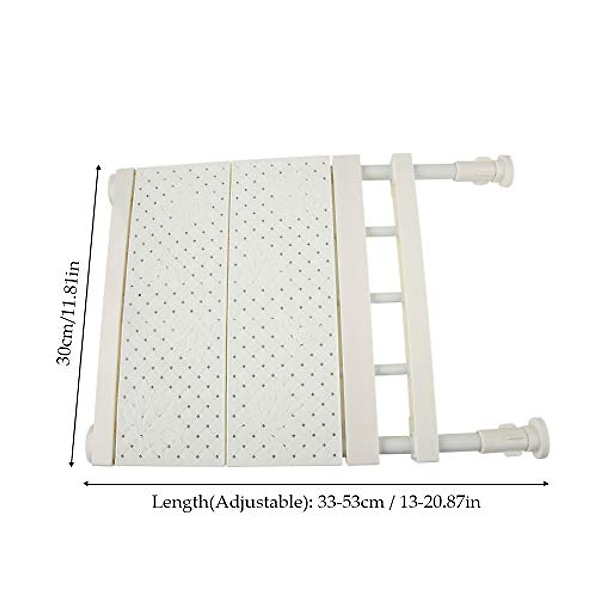 Closet Tension Shelf Expandable, Adjustable Metal Storage Rack with Rod Closet Tension Storage Rack for Cabinet Wardrobe Cupboard(M-White)