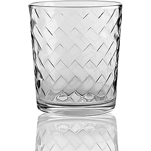 Circleware Chevron Set of 4 Whiskey Drinking Glasses Glassware for Water, Beer and Bar Liquor Dining Decor Beverage Cups Gifts, 4 Count (Pack of 1)