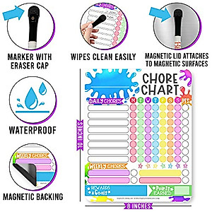 Slime Kids Chore Chart Magnetic, Reward Chart for Kids, Good Behavior Chart for Kids at Home, My Responsibility Chart for Kids, Magnetic Reward Chart for kids Behavior, Color Chore Chart for One Child