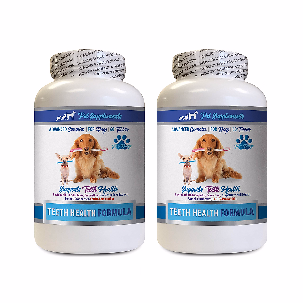 PET SUPPLEMENTS & NUTRITION LLC Best Dog Food for Bad Breath - Dog Teeth Health Formula - Natural Gum Care - REMOVES Plaque Build UP - FRESHENS Breath - Vitamin b for Dogs - 2 Bottles (120 Treats)