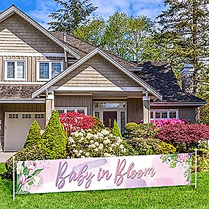Baby In Bloom Large Banner Sign Backdrop,Welcome Baby Party Decorations Supplies,Baby Shower Decor For Baby Boy Or Girl Baby Shower Decorations 9.8x1.6ft