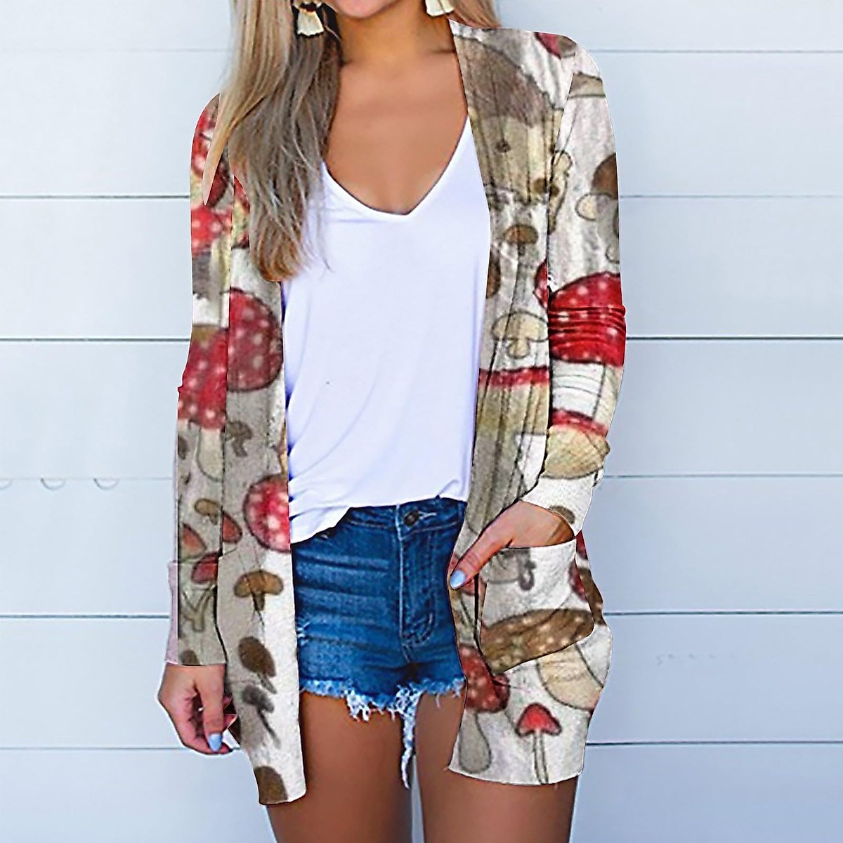 Women's 2023 Fall Fashion Cardigan Sweater Lightweight Open Front Casual Long Cardigans Outfits with Pockets Fall Tops