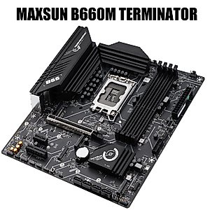 MAXSUN Terminator B660 LGA 1700(Intel 12th Gen) mATX Motherboard (PCIe 4.0, DDR4,3xM.2 Slots, 2.5Gb LAN, DP, 2 x HDMI, VGA, Rear USB 3.2 Gen 1, Front USB 3.2 Gen 2 Type-C)