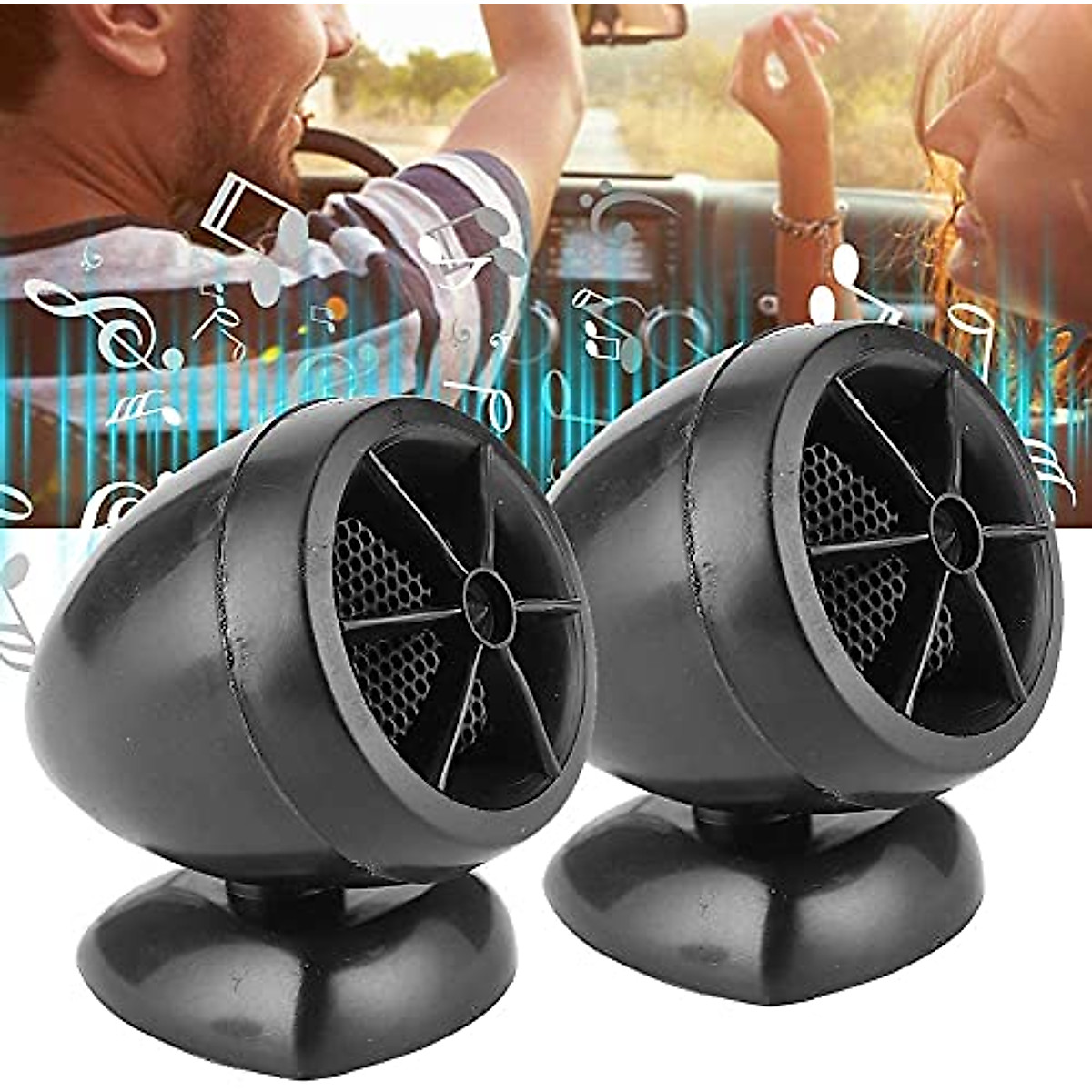 Yctze Car Tweeter 1200W 12V Tweeter Mini Horn Music Dome Loudspeaker for Car Audio System(Black) for tweeters for car Audio Competition tweeters for car Audio Tweeter Speakers for car Audio tweeters