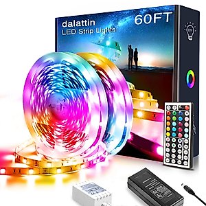 dalattin 60ft Led Lights, Led Strip Lights for Bedroom Color Changing Lights with 44 Keys Remote Controller Led Strip Lights,2 Rolls of 30ft