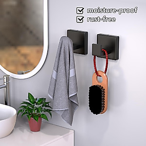 VINHOLD Black Towel Hooks, Heavy Duty Wall Hooks for Hanging Robe, Coats, Bags, kitchenware, Suitable for Bathrooms, Kitchens and Living Rooms (2 Pack)