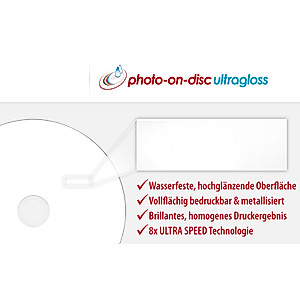 Primeon BD-R DL 50GB/2-8x Cakebox (10 Disc), Photo-on-disc ultragloss Surface, Water Resistant Inkjet Fullsize Printable