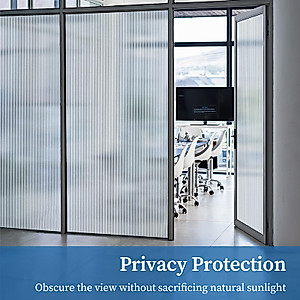 FEOMOS Frosted Reeded Glass Film, Window Privacy Film, Decorative Window Decals, 3D Glass Stickers for Window Door Cabinet Non Adhesive 35.4 x 78.7 inches