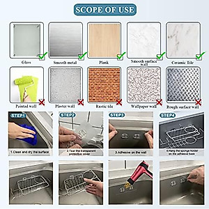 Geekboy 5-in-1 Sponge Holder for Kitchen Sink, Adhesive Kitchen Sink Caddy Organizer, SUS304 Stainless Steel Rust Proof, No Drilling with 2 Strong Suction Cups