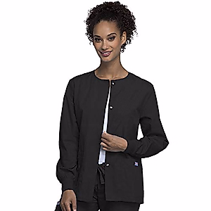 Snap Front Workwear Originals Scrub Jackets for Women Plus Size 4350, 3XL, Black