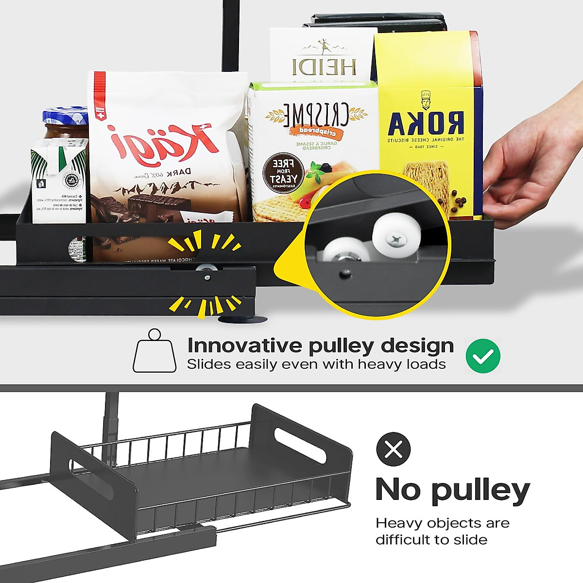 Slow Slog Under Sink Organizers and Storage, 2-Tier Sliding Under Sink Organizer, Under Cabinet Storage, Multi-Purpose Slide Out Sink Shelf, Under the Sink Organizer for Bathroom, Kitchen (Black)