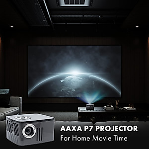 AAXA P7 Mini Projector with Battery, Native 1080P Resolution, 30,000 Hours LED Portable Projector, BT 4.0, Onboard Media Player, for Business and Home Theater