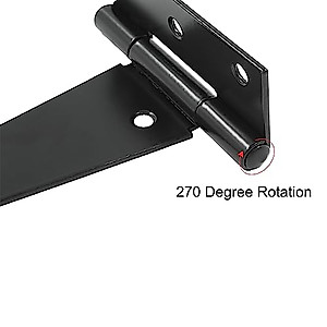 Hordion 2Pcs Heavy Duty T Strap Hinges, 8 Inch Gate Hinges, Matte Black Barn Door Hinges, Iron Tee Hinge Shed Door Hinges Rustproof, Outdoor Hinges for Wooden Fences, Farmhouse, Yard (with Screws)