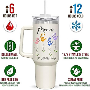 Noni Personalized Mama Tumbler, Custom Mama Tumblers With Handle And Straw, New Moms Gifts, Birthday, Christmas, Mothers Day Tumbler Gifts, Mommy Cups