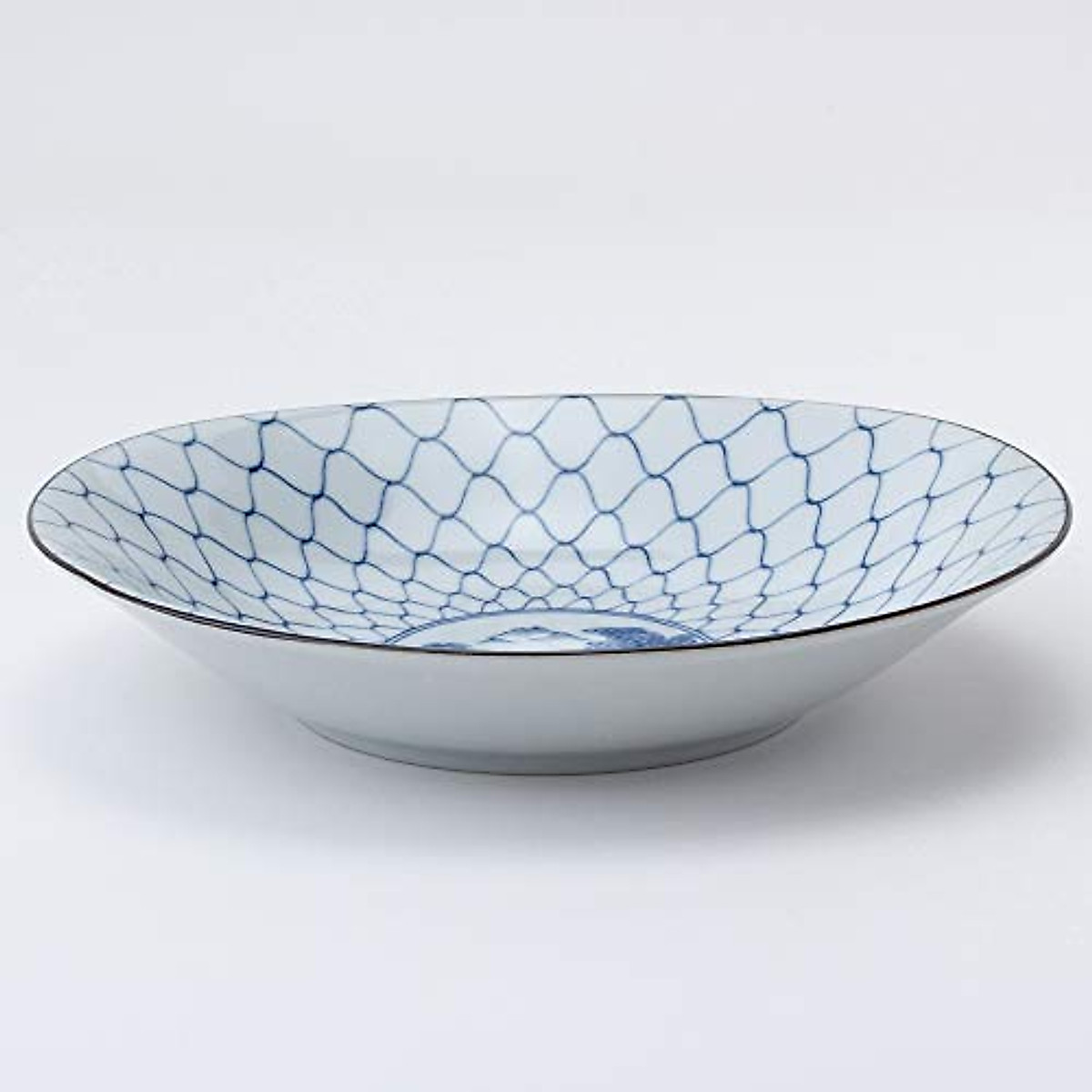 西海陶器(Saikaitoki) Saikai Pottery 31302 Oval Anti-Potted Indigo, Pictorial Changing, Presentation Box, Made in Japan, 8.7 x 7.9 inches (22 x 20 cm), Set of 5