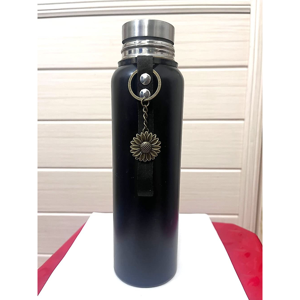 Antique Bronze Colored Sunflower Pendant Key Chain-Bronze Key Ring-Sunflower Keyring Keychain