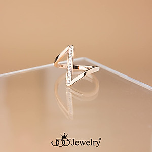 555Jewelry Elegant Stainless Steel CZ Rings for women, High Low Ring for Women, CZ Rings For Women, Zig Zag Rings for Women, Z Rings for Ladies, Rose Gold, Size 9