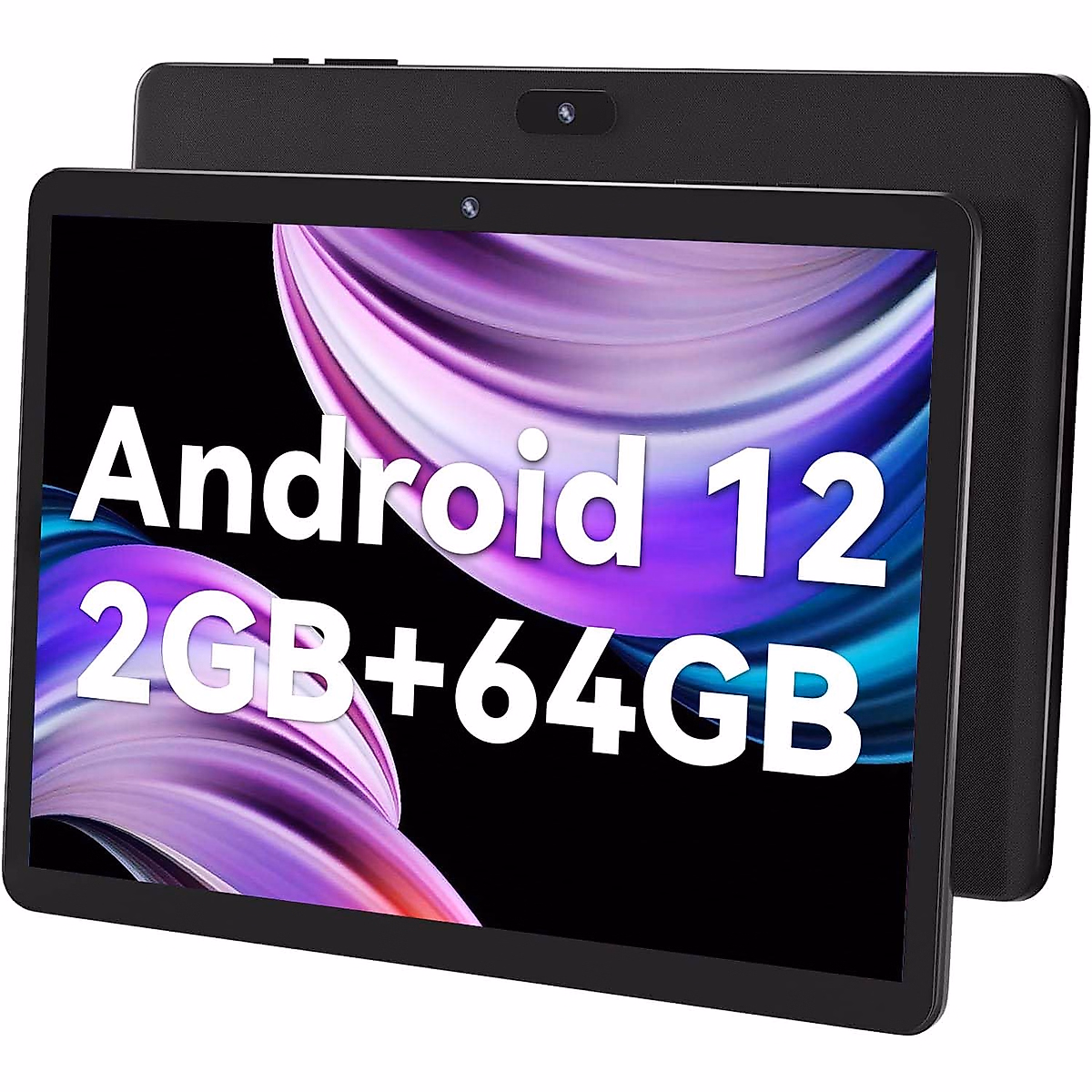 SGIN 10 Inches Tablet Computer, 2GB RAM 64GB ROM, Android 12 IPS Display, Quad-Core Processor 1.6GHz, 5000mWh Battery, TF Card 32GB Expansion, GPS, Bluetooth, Black, WiFi