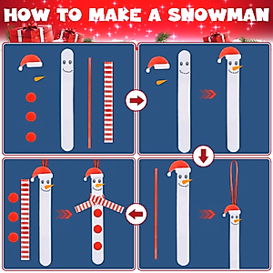 Peryiter 36 Set Christmas Snowman Stick Ornament Craft Kit Christmas Crafts for DIY Winter Arts and Craft Kit Bulk for Holiday Fun Home Activities, 6 Inches