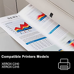 C310 Standard Yield Black Toner Cartridge Compatible with Xerox 006R04356 for Xerox C310 C315 Printers (3,000 Pages)