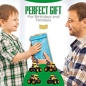 LONANDY Construction Truck Toy Push and Go Car Toys for Boys and Girls, Friction Powered Toy Car Set Include Crane Mixer Excavator Dump Truck, Party Supplies for Toddlers Kids Ages 3+