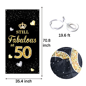 Still Fabulous at 50 Door Banner, Women Happy 50th Birthday Sign Party Door Banner Decorations, Cheers to 50 Years Door Cover Party Decorations