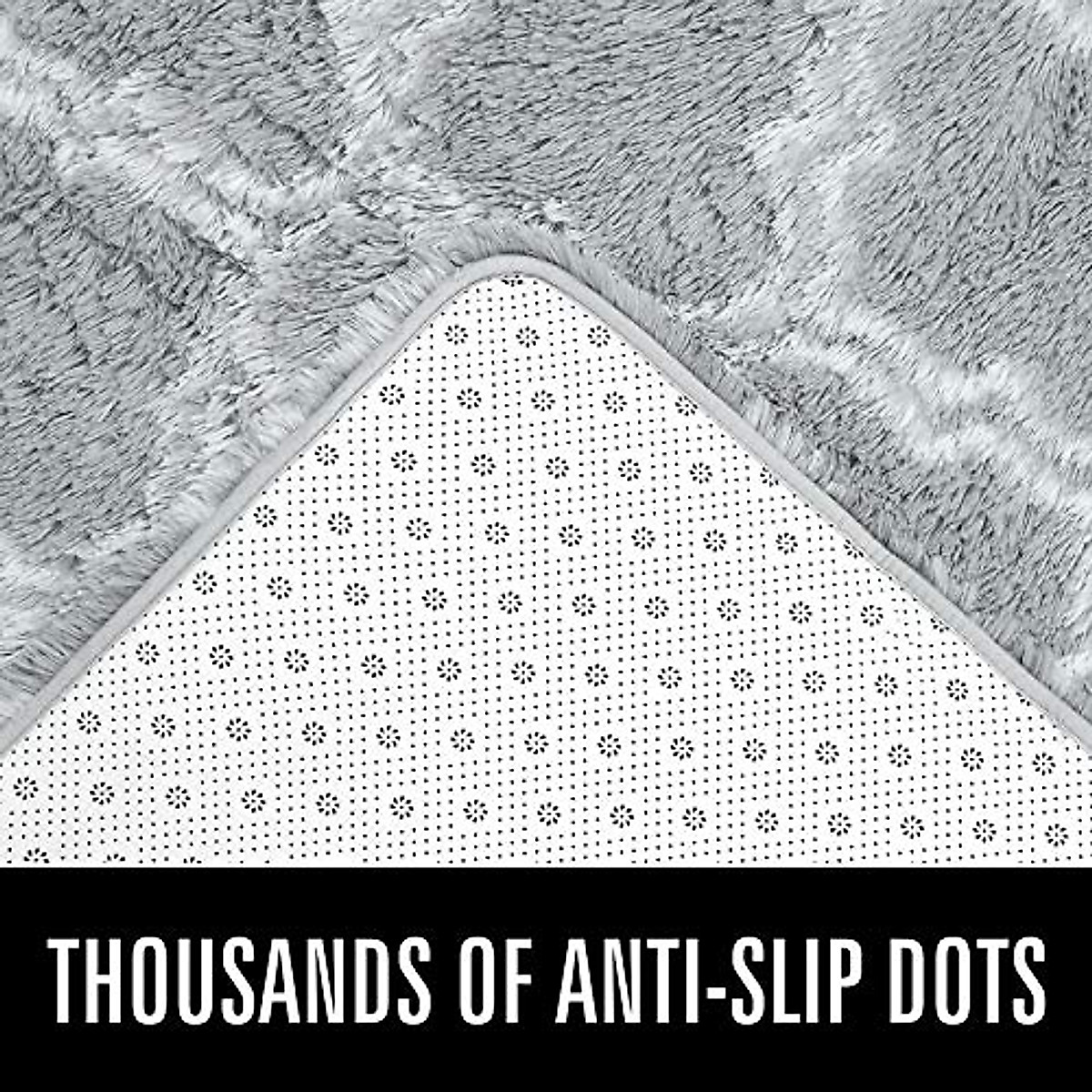 LOCHAS Luxury Shag Area Rug 8x10 Feet Geometric Indoor Plush Fluffy Rugs, Extra Soft and Comfy Carpet, Moroccan Rugs for Bedroom Living Room Dorm Kids Nursery, Light Grey/White