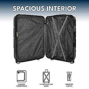 SAS Travel Noon East Luggage Sets, Set of 3 pieces of Suitcases With Wheels, Traveling Essentials, Spinner Wheels, Lock, Hard Case, With Carry On Luggage and Large Suitcase Included, Travel Must Haves