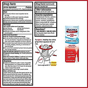 Mucinex Sinus Max Clear & Cool Nasal Decongestant Spray, Cooling Menthol Flavor, 0.75 fl oz, Fast Acting Medicine that Lasts 12 Hours, Relieves Sinus Pressure and Nasal Congestion