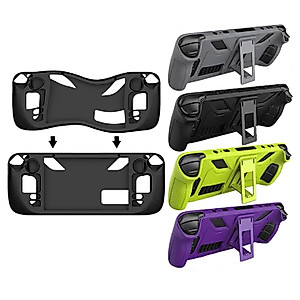 Protective Case for Steam Deck,Silicone Cover Skin Shell with Kickstand for Game Console,Game Host Protector Accessories,Shock Absorption and Scratch Resistant Design (Yellow)