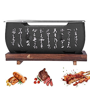 Japanese Barbecue Grill, Portable Charcoal Chrome Cooking Grill, Japanese and Wind Grill, Internal Grates BBQ Grill Rectangle with Wire Mesh, Outdoor Barbecues Camping Traveling