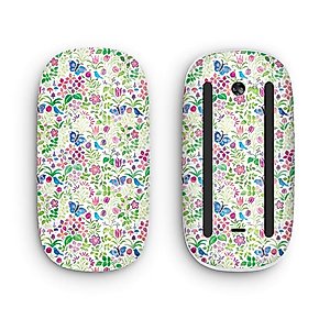 Design Skinz Butterflies and Flowers Watercolor Pattern V2 Vinyl Decal Compatible with The Apple Magic Mouse 2 (Wireless, Rechargable) with Multi-Touch Surface
