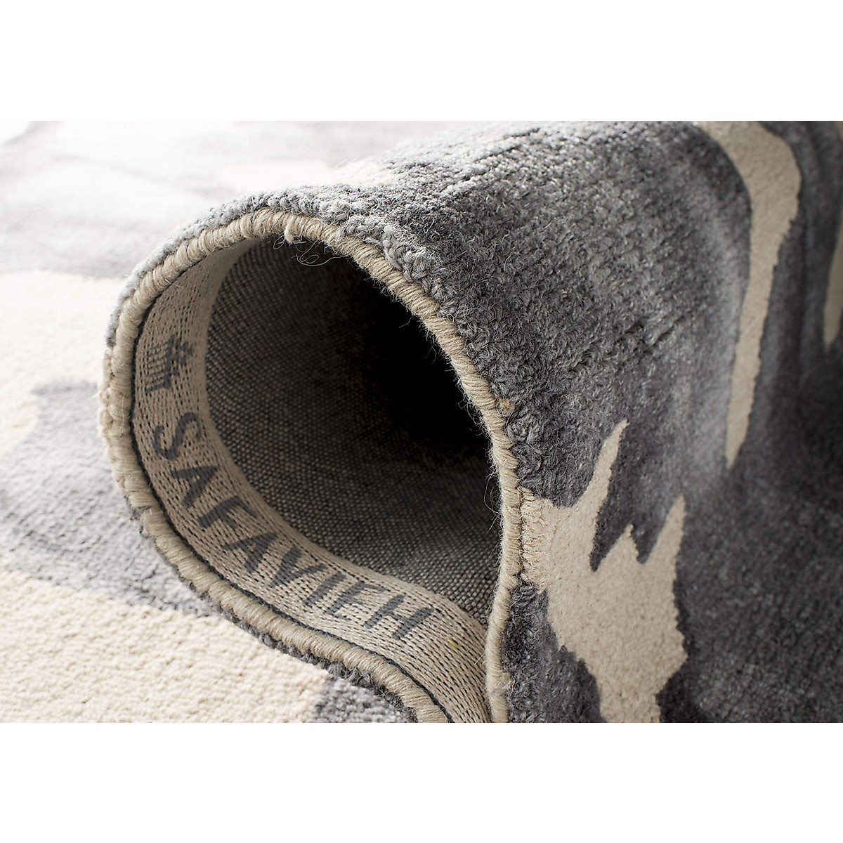 SAFAVIEH Dip Dye Collection 8' x 10' Beige / Charcoal DDY517E Handmade Modern Abstract Premium Wool Area Rug