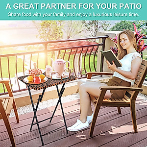 fusehome Folding TV Tray Table, TV Tray for Eating on Couch, Small Folding Table, Portable Tray Table Couch Desk, Foldable Snack Table, with Leopard Print, for Bed & Sofa, Living Room, Bedroom