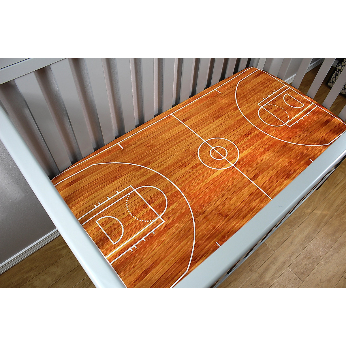 Dear Baby Gear Deluxe Crib Sheet Sports Collection Minky Fitted Crib Sheet, Basketball Court, 52 X 28 X 10 Inches