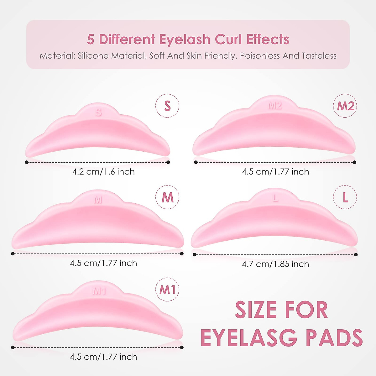 52 Pieces Eyelash Lift Tools, 50 Pieces Silicone Eyelash Pads with 2 Pieces Stainless Steel Eyelash Perm Tool Separator Lift Tools with Comb, Eyelash Curlers for Extension (Pink, Colorful)