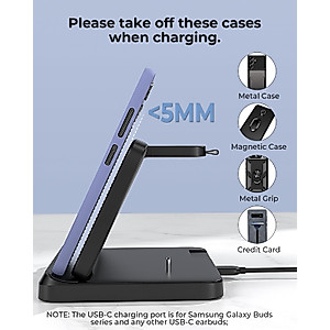 Wireless Charger for Samsung and Android 3 in 1 Foldable Samsung Charging Station for S24/S23 /S22 /S21/S20, Z Fold 5/4/3, Z Flip 5/4/3, Samsung Watch Charger 6 Classic/5/5 Pro/4/3,Galaxy Buds
