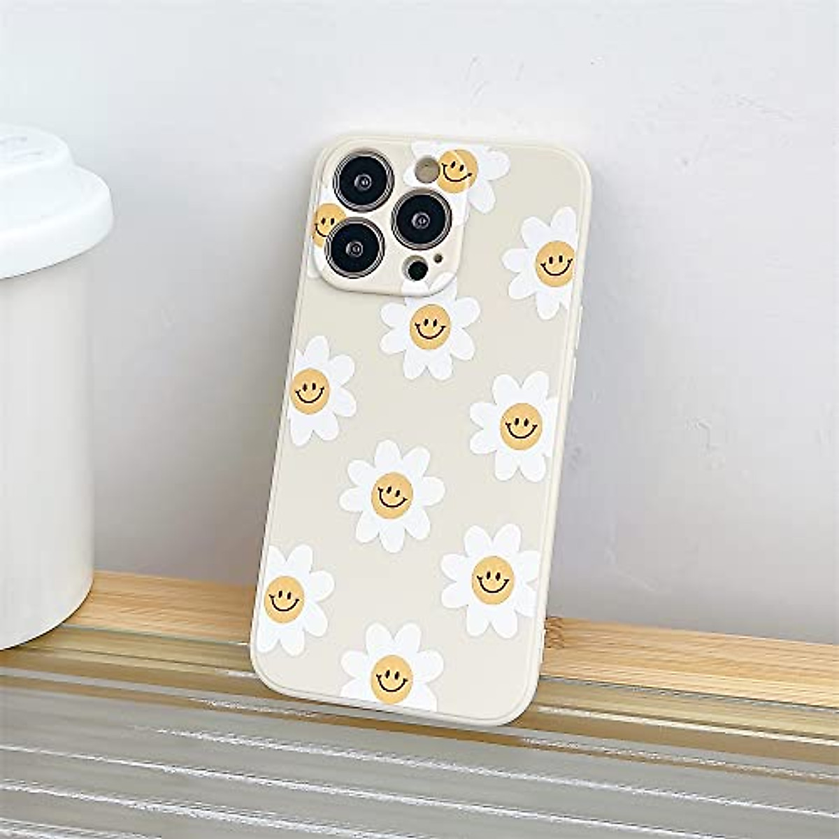 White Sunflower Cute Flower Phone Case for Apple iPhone 13 Pro Max 6.7 inch Smooth Silicone Soft Cover for iPhone 13ProMax 6.7"