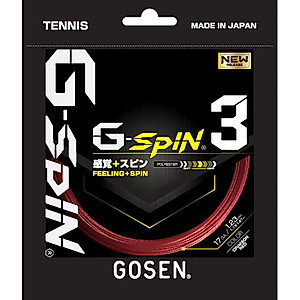 GOSEN G-Spin 3, 17 Red 40' Good Ball Bite and Spin, HPP Polyester Silicone Oil Coated, Tennis String