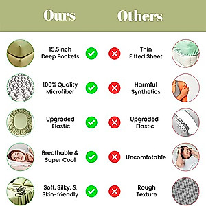 Bedlifes California King Sheet Sets- Cooling Sheets-Ultra Soft-Silky-Breathable-Deep Pocket- 1800 Series Bedding Set Microfiber Bed Sheets Sage Green Cal King 6 Pieces