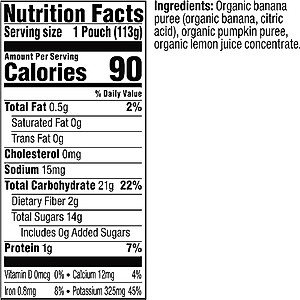 Plum Organics | Stage 2 | Organic Baby Food Meals [6+ Months] | Banana & Pumpkin | 4 Ounce Pouch (Pack Of 6) Packaging May Vary