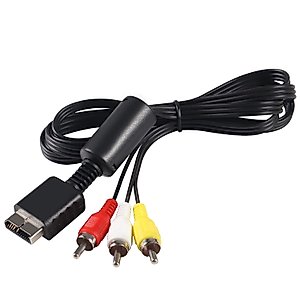 Aokin PS2 PS3 AV Cable, Audio Video AV RCA Cable Cord for PlayStation 1, PlayStation 2, PlayStation 3, PlayStation 3 Slim, 1.8M/6FT
