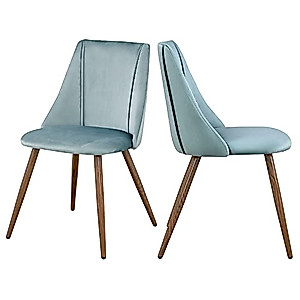 Wonder Comfort Velvet Set of 2 with Metal Legs Modern Dining Chairs with Soft Seat for Make Up Room Kitchen Livingroom Lake Green