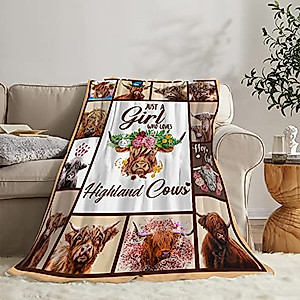 Highland Cow Throw Blanket Gifts for Women Adults Highland Cattle Farm Cow Animal Print Blanket Super Soft Cozy Fleece Warm Lightweight Plush Blanket Decor for Living Room Couch Bed Chair 40''X50''