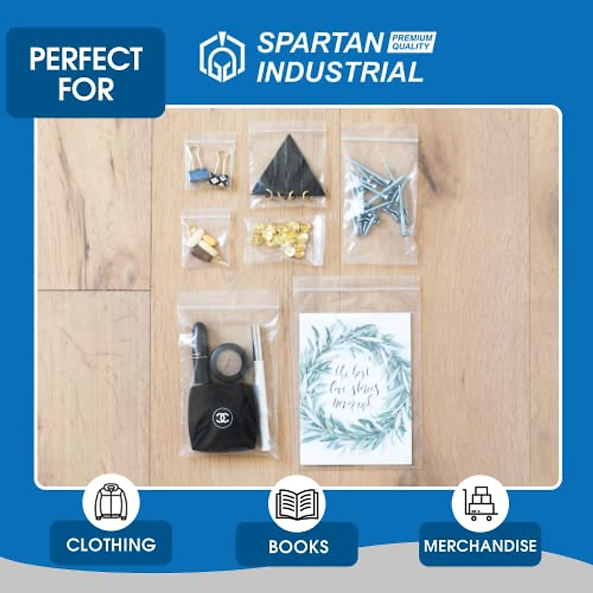 Spartan Industrial - 4” X 6” (1000 Count) 2 Mil Clear Reclosable Zip Plastic Poly Bags with Resealable Lock Seal Zipper