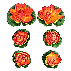 DECHOUS 6pcs White Lantern White Decorations Home Decoration Pool Decorations Artificial Floating Lilly Pads Red Artificial Flower Fake Plant Water Lily Betta Fish Aquatic Plants