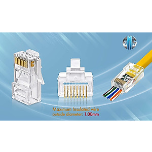 Bundle – 2 items: RJ45 Crimp Tool + 200 Pack of Cat5e Pass Through Connectors.