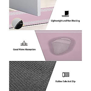 Pink Blush Striped Bath Mat for Tub,Non Slip Bathroom Floor Runner Rug Quick Dry & Absorbent Diatomaceous Earth Kitchen Shower Sink Washable Doormat,Contemporary Geometric Line Minimalist Art 16"x24"